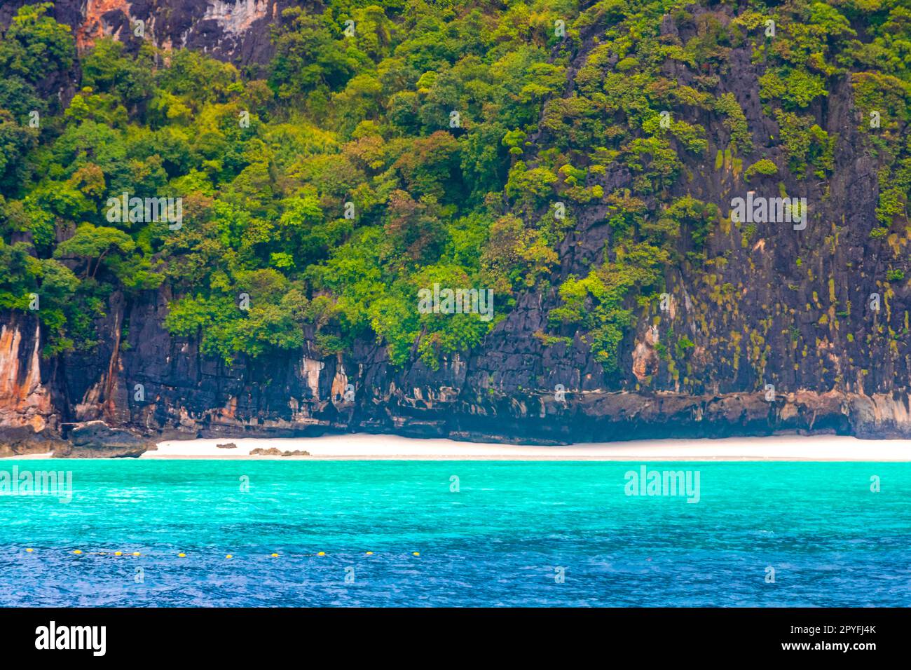 Koh Phi Phi Don Thailand island beach lagoon limestone rocks Stock ...