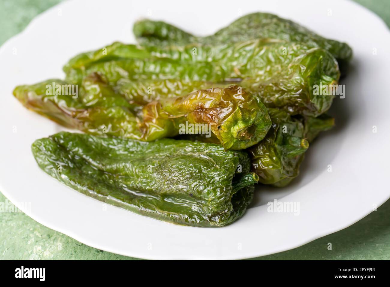 Traditional delicious Turkish food, fried pepper, roasted pepper ...