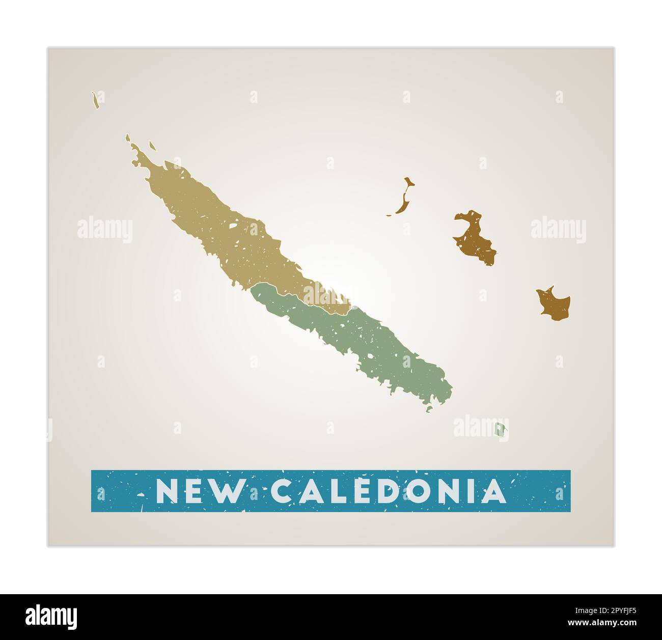 New Caledonia map. Country poster with regions. Old grunge texture ...
