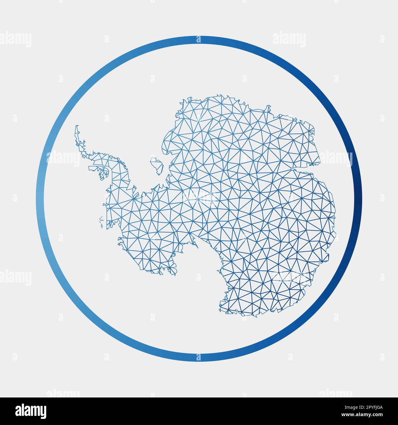 Antarctica icon. Network map of the continent. Round Antarctica sign ...