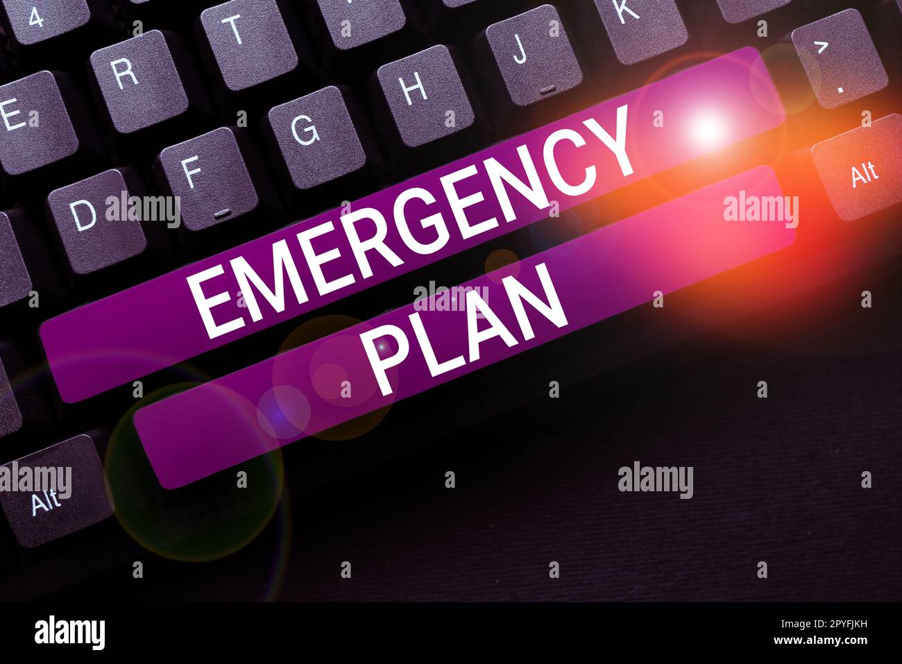 Text caption presenting Emergency Plan. Internet Concept Procedures for ...