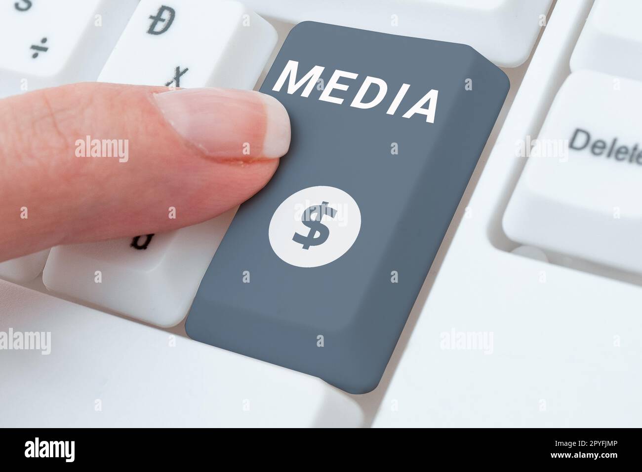 Hand writing sign Media. Word Written on the main means of mass ...