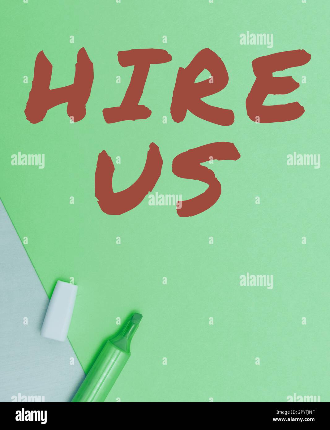 Hand writing sign Hire Us. Concept meaning Used by human resources ...