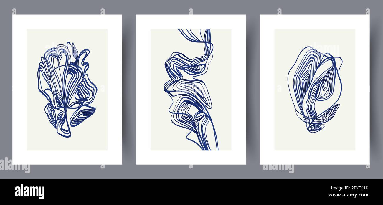 Abstract lines wavy smoke wall art print. Printable minimal abstract ...