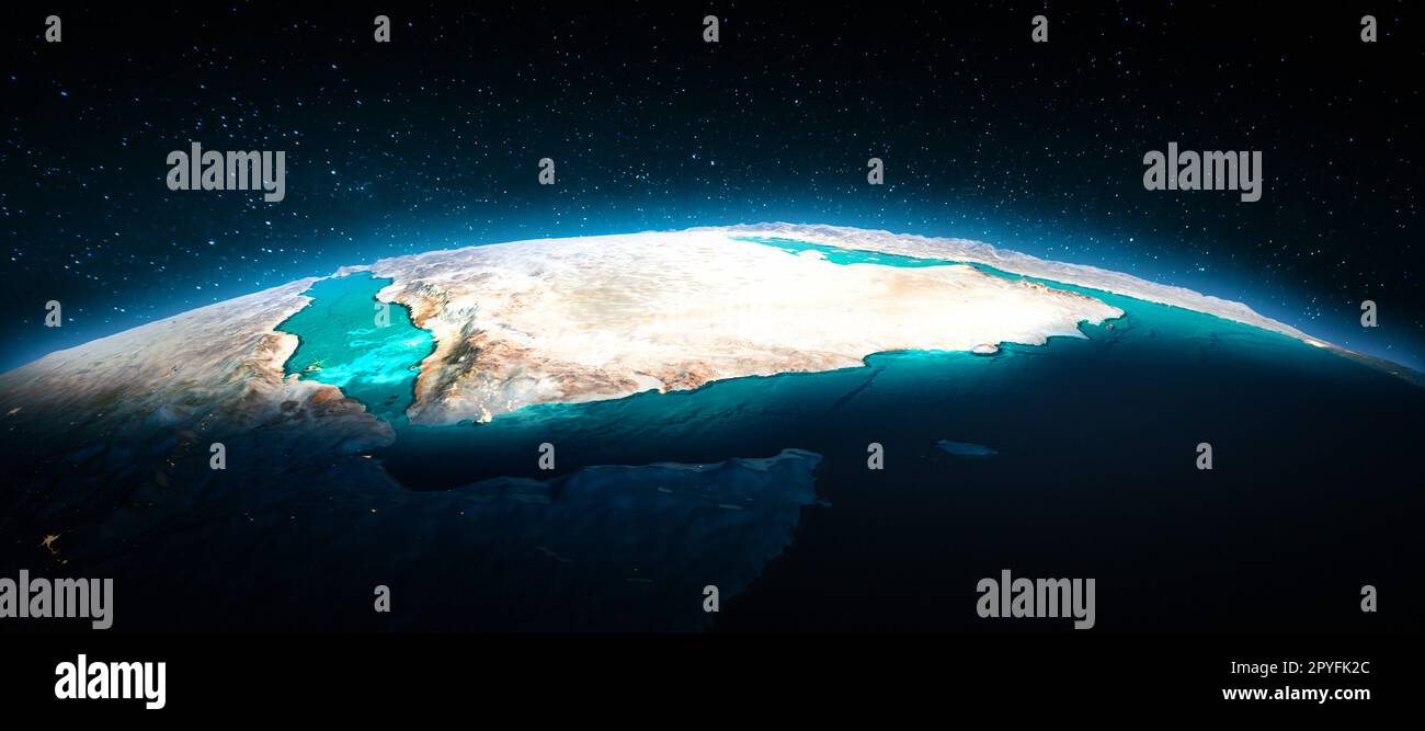 Saudi Arabia from space. Elements of this image furnished by NASA. 3d ...