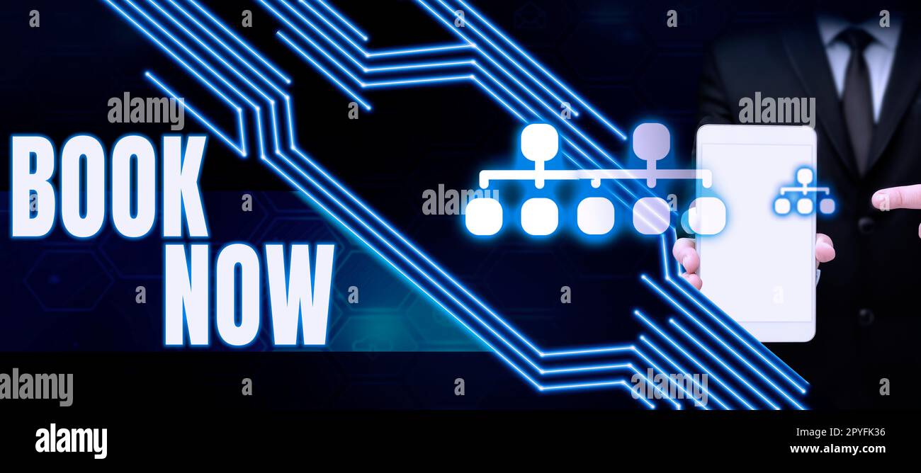 Sign displaying Book Now. Internet Concept Make a reservation in hotel ...