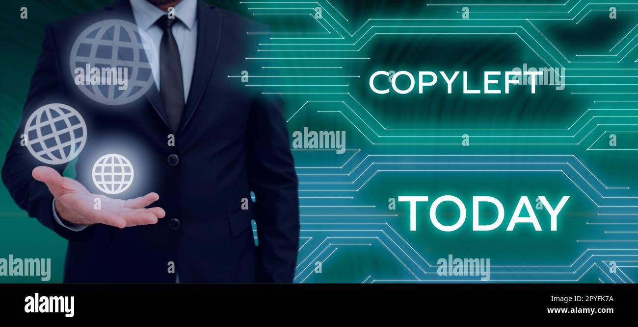 Text sign showing Copyleft. Business concept the right to freely use ...