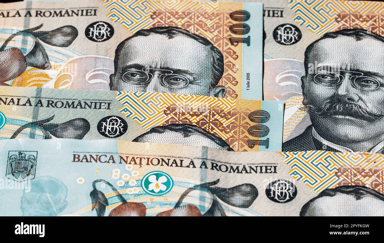Romanian LEI Currency Banknote. RON Money European Currency Stock Photo ...