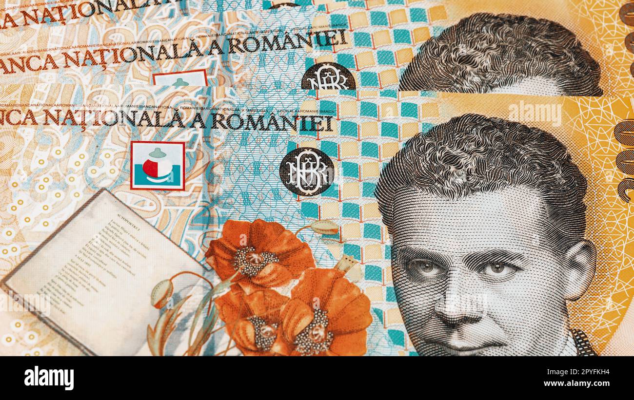 Romanian LEI Currency Banknote. RON Money European Currency Stock Photo ...