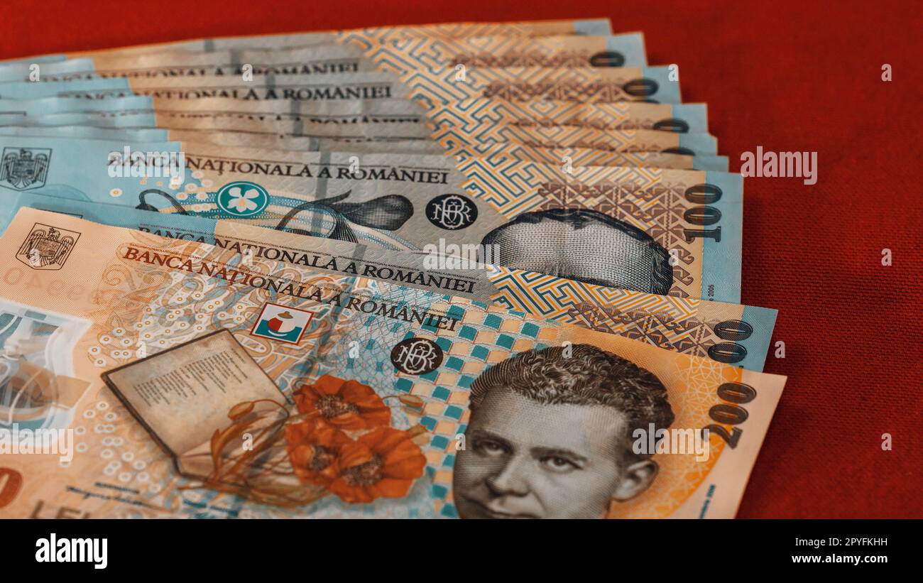 Romanian LEI Currency Banknote. RON Money European Currency Stock Photo ...