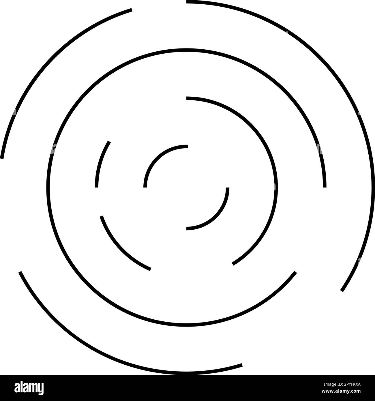 Circle ripple icon. Concentric intermittent lines isolated on white ...