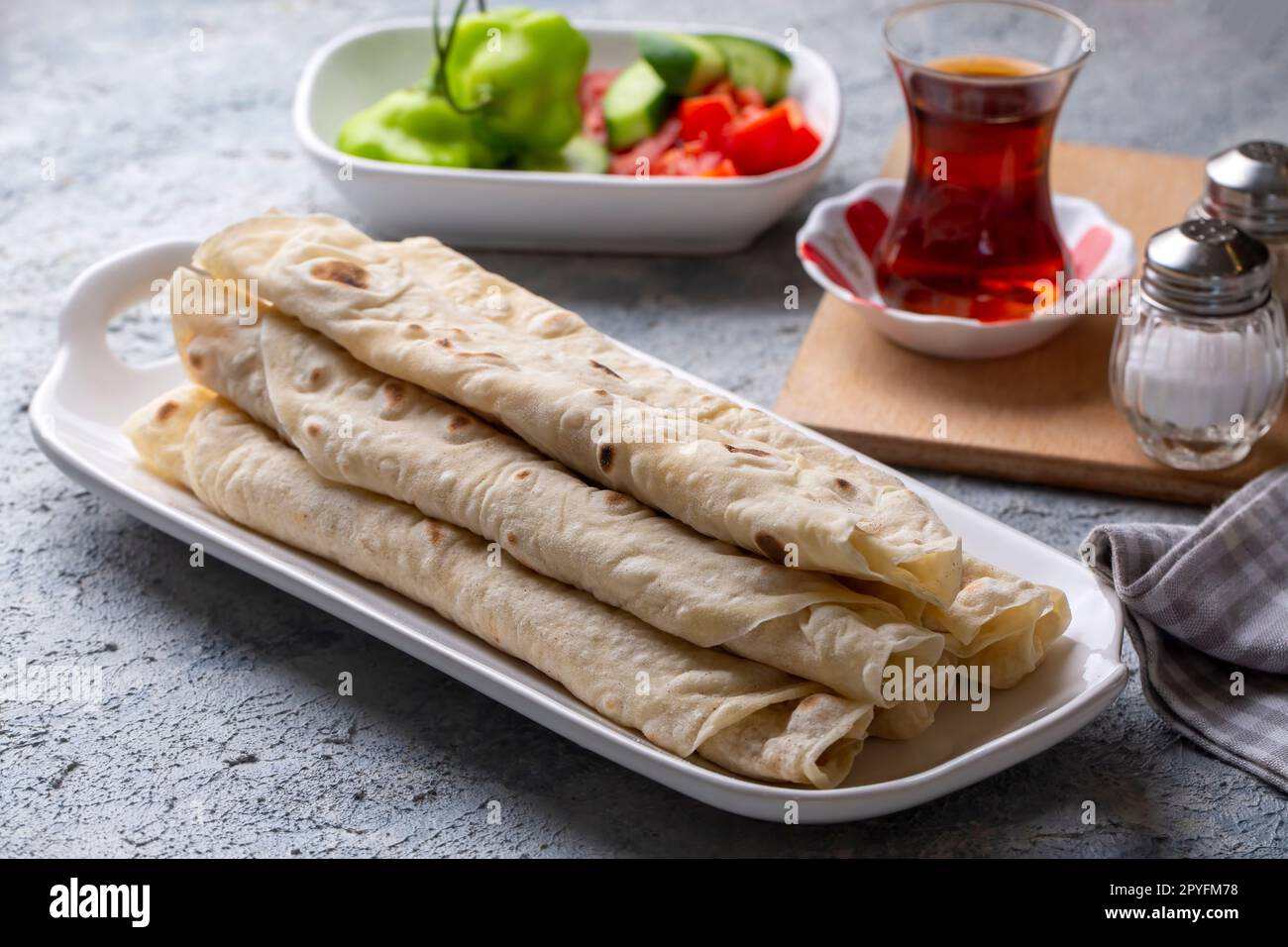 Traditional, local Turkish food; cheese pastry wrap (Turkish name ...
