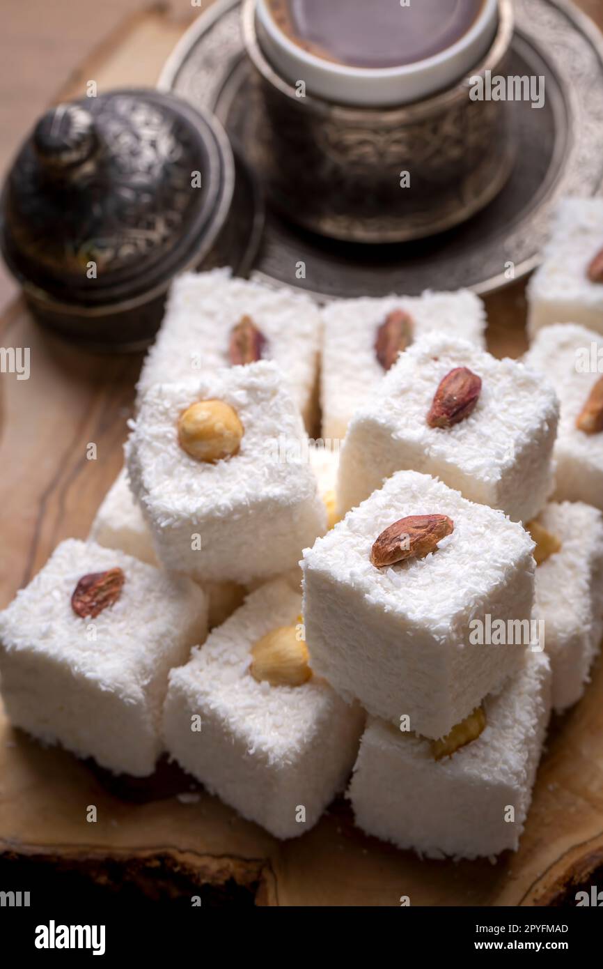 Traditional Turkish delight; sultan's delight (Turkish name; Sultan ...