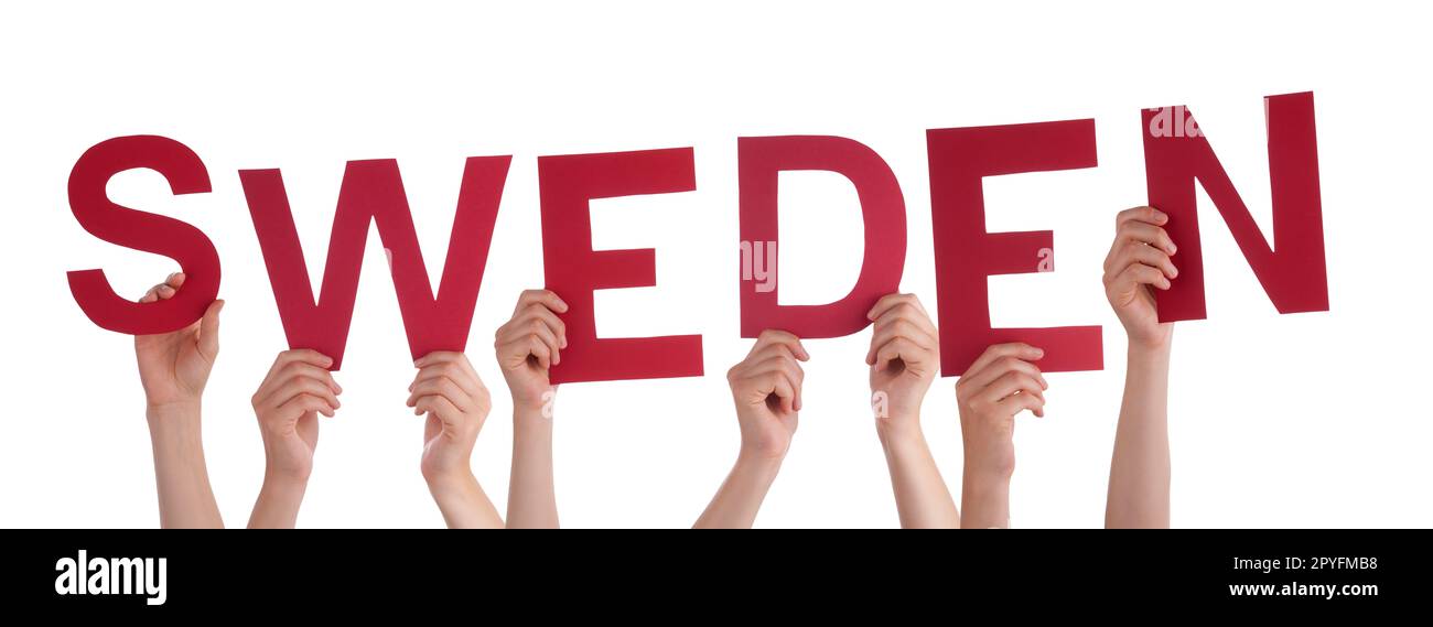 People Hands Building Word Sweden, Isolated Background Stock Photo - Alamy