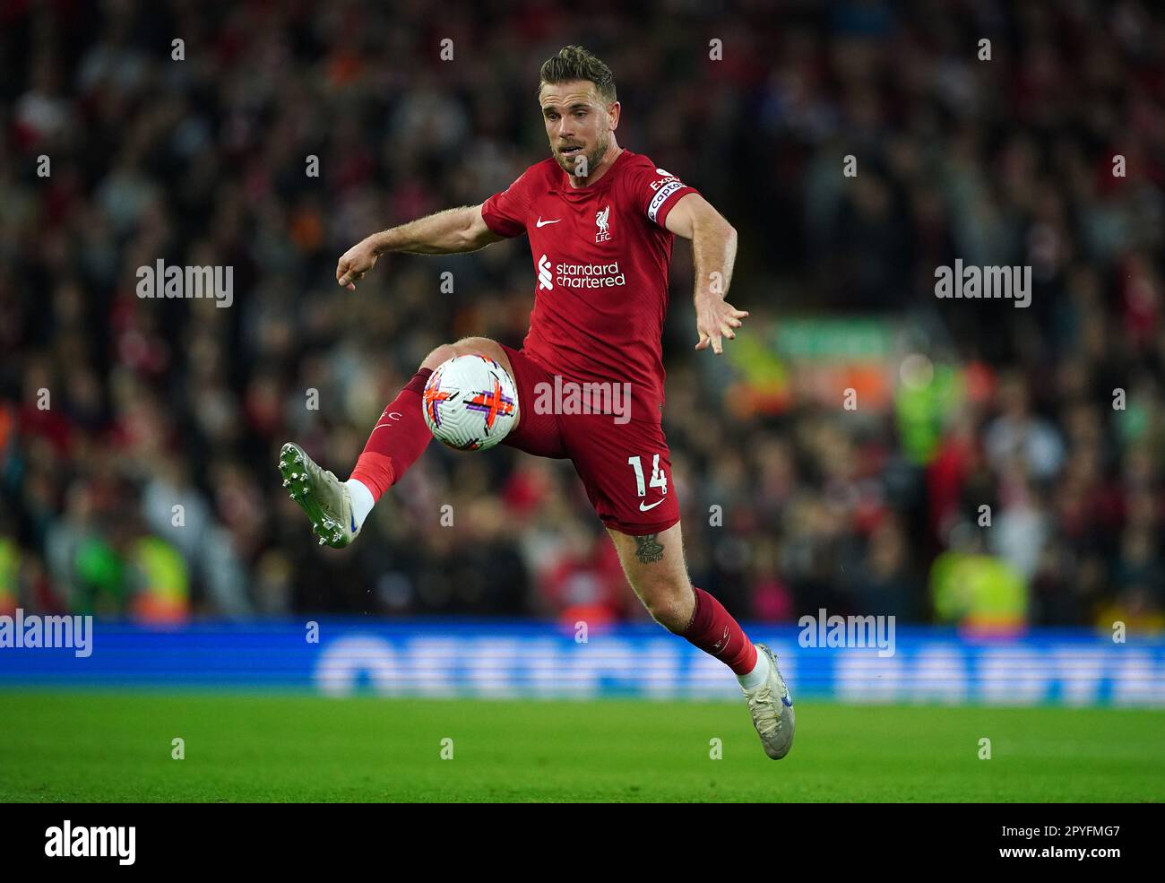 Liverpool's Jordan Henderson during the Premier League match at Anfield ...