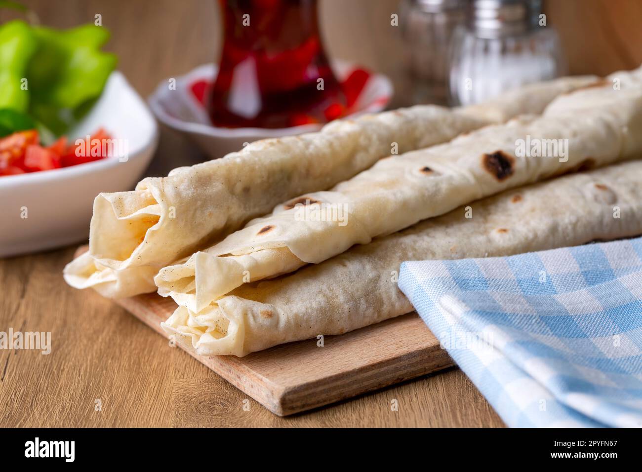 Traditional, local Turkish food; cheese pastry wrap (Turkish name ...