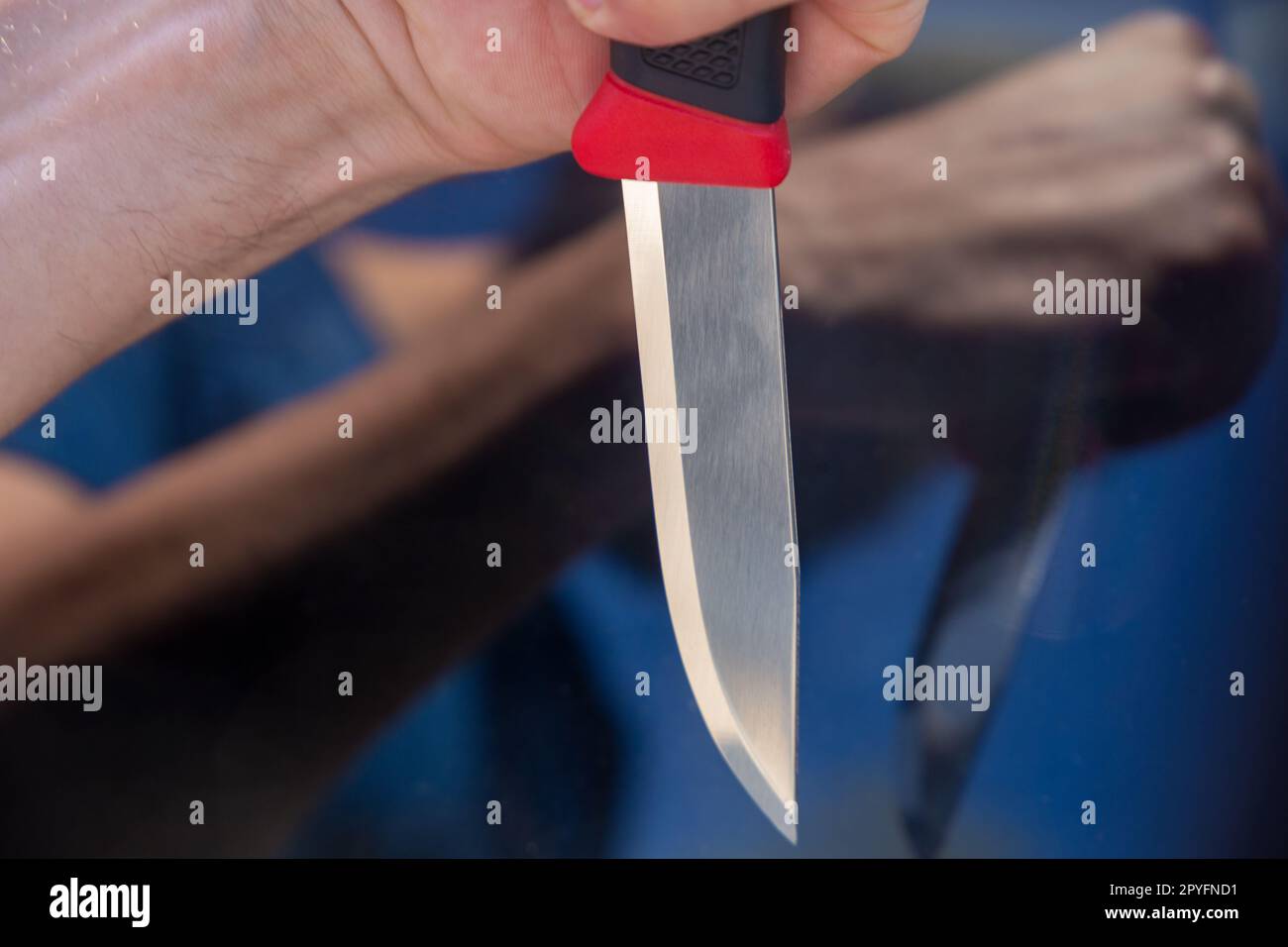 Symbol image knife attack: close-up of a knife in a man's hand Stock ...