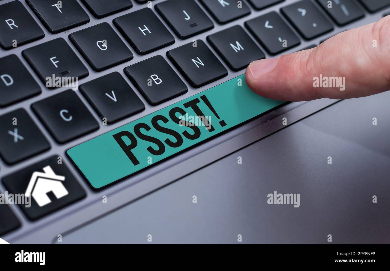 Hand writing sign Pssst. Concept meaning Expression Way to attract ...