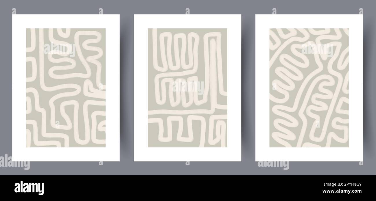 Abstract lines continuous labyrinths wall art print. Printable minimal ...