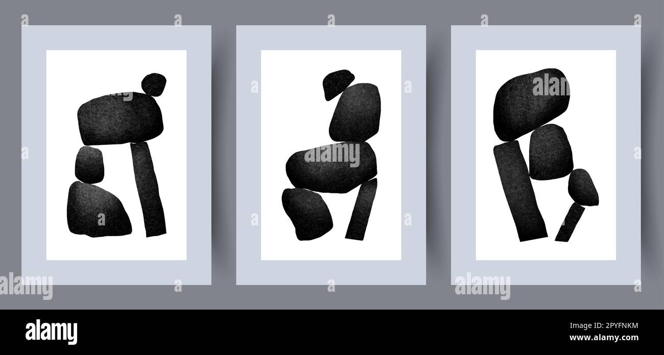 Abstract figures monochrome compositions wall art print. Printable ...