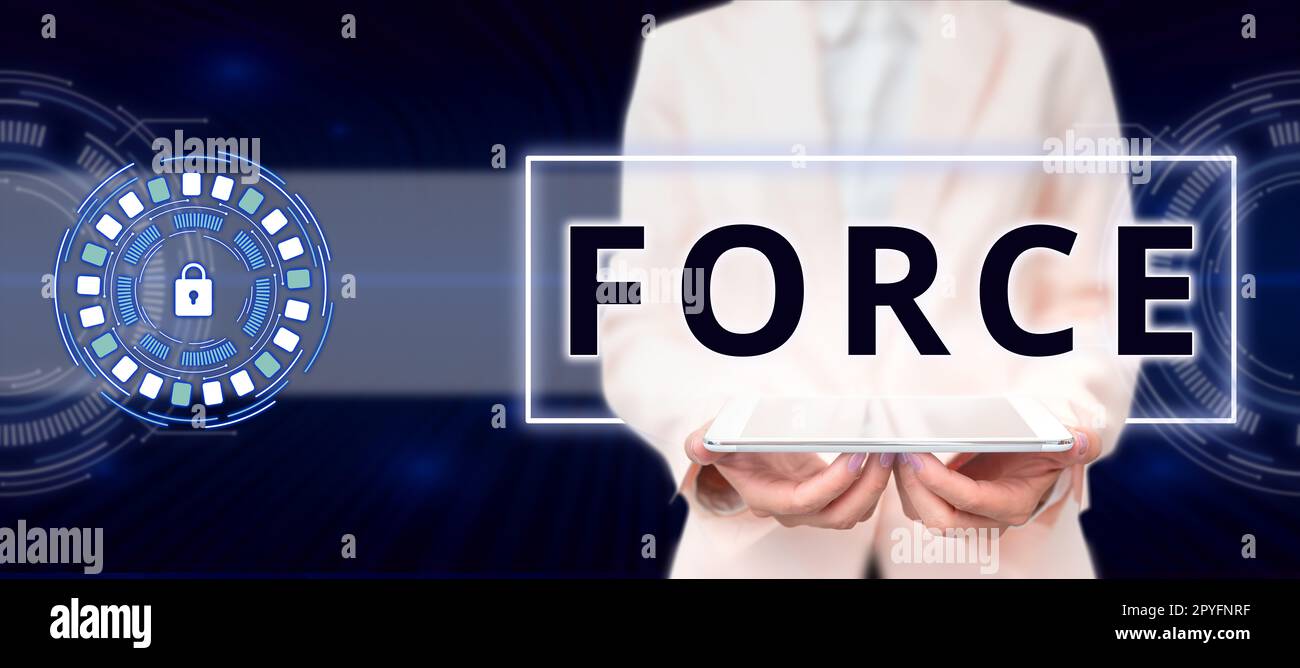 Hand writing sign Force. Business concept strength or energy as an ...