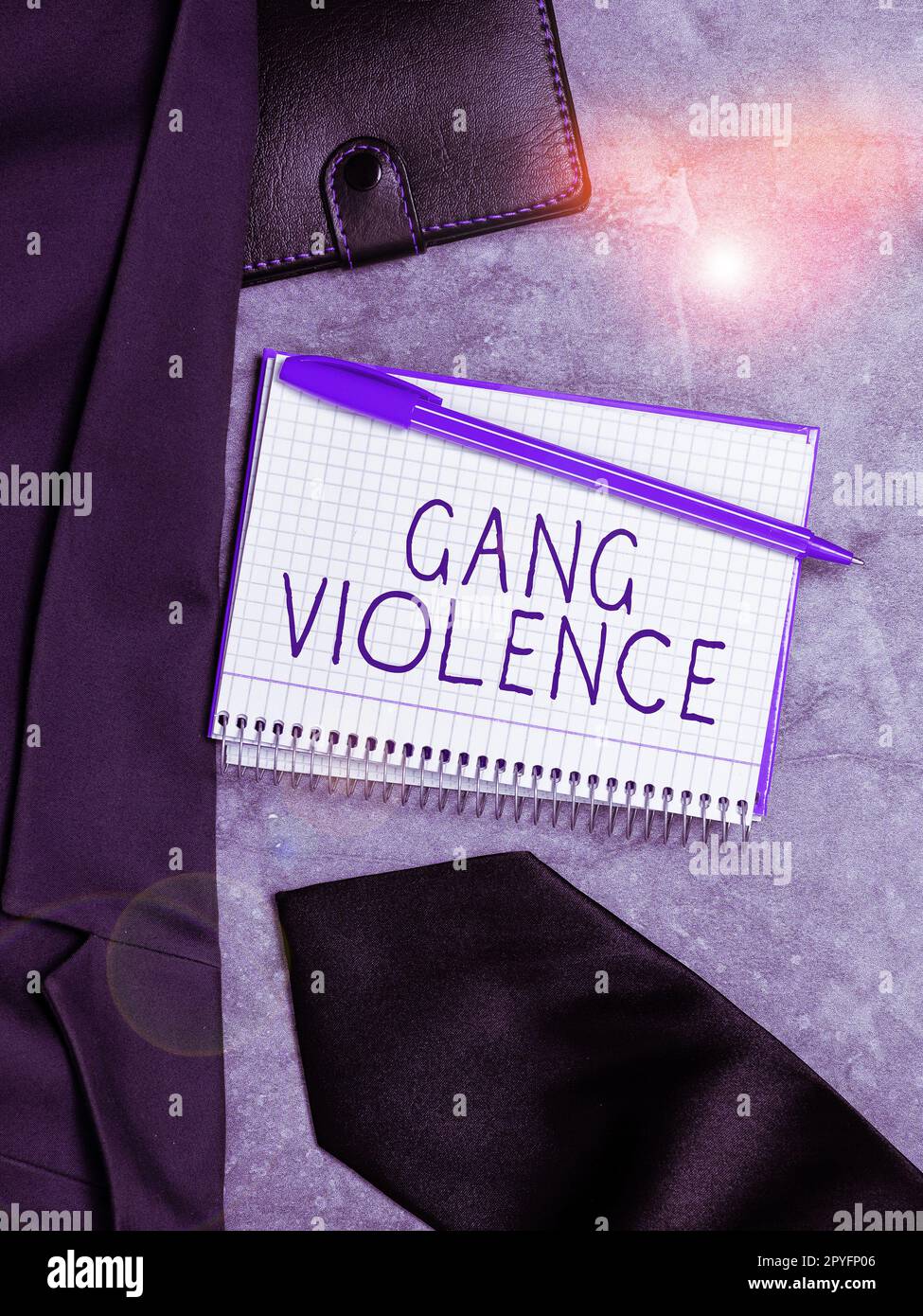 Hand writing sign Gang Violence. Business concept infringement of the ...