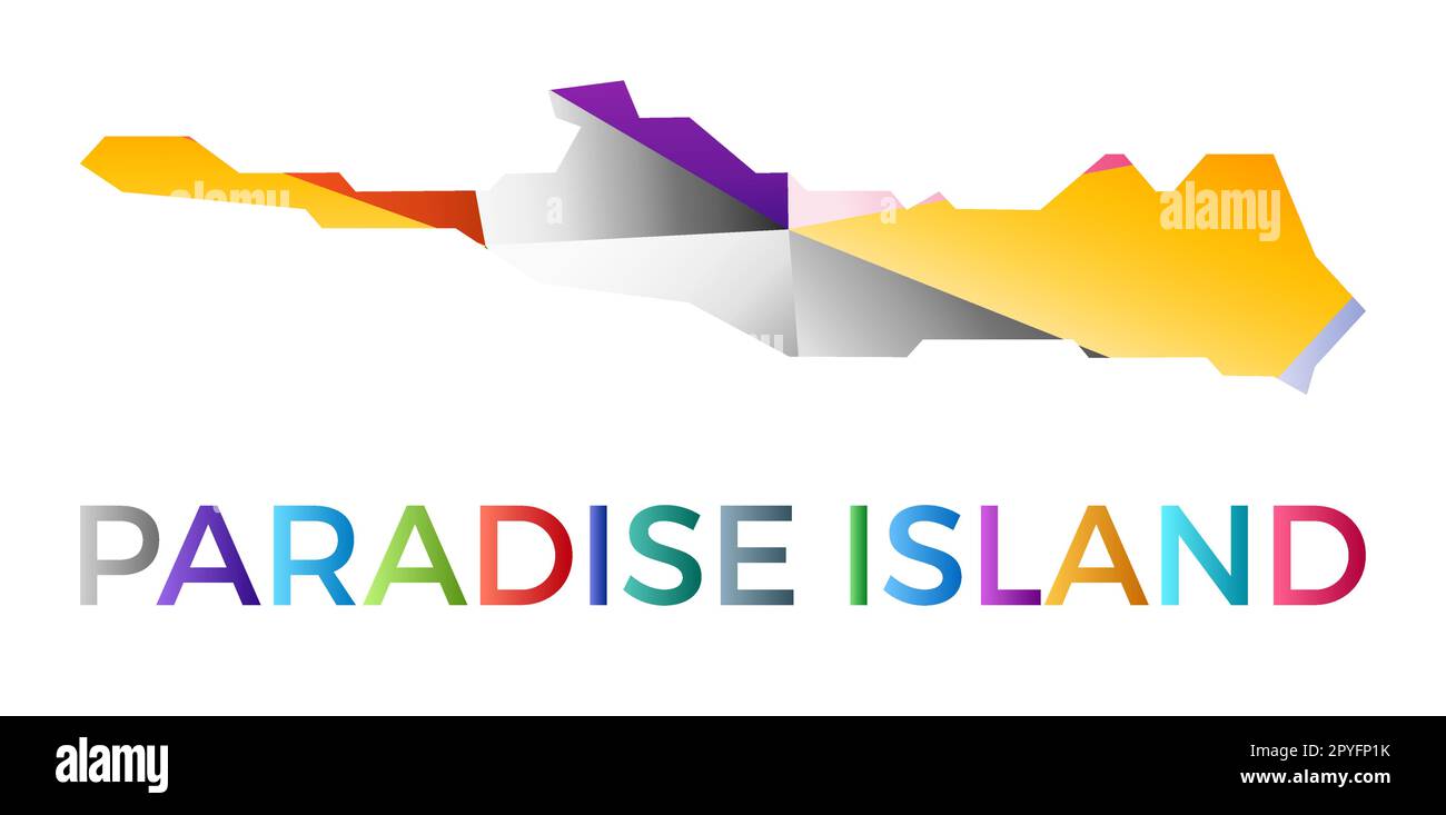 Bright colored Paradise Island shape. Multicolor geometric style island ...