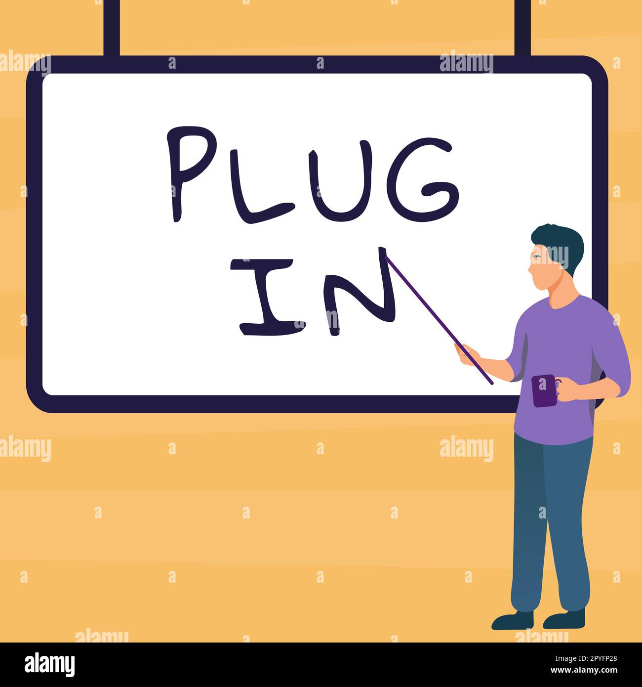Text Caption Presenting Plug In Word For Putting Device Into Electricity To Turn It On Power It