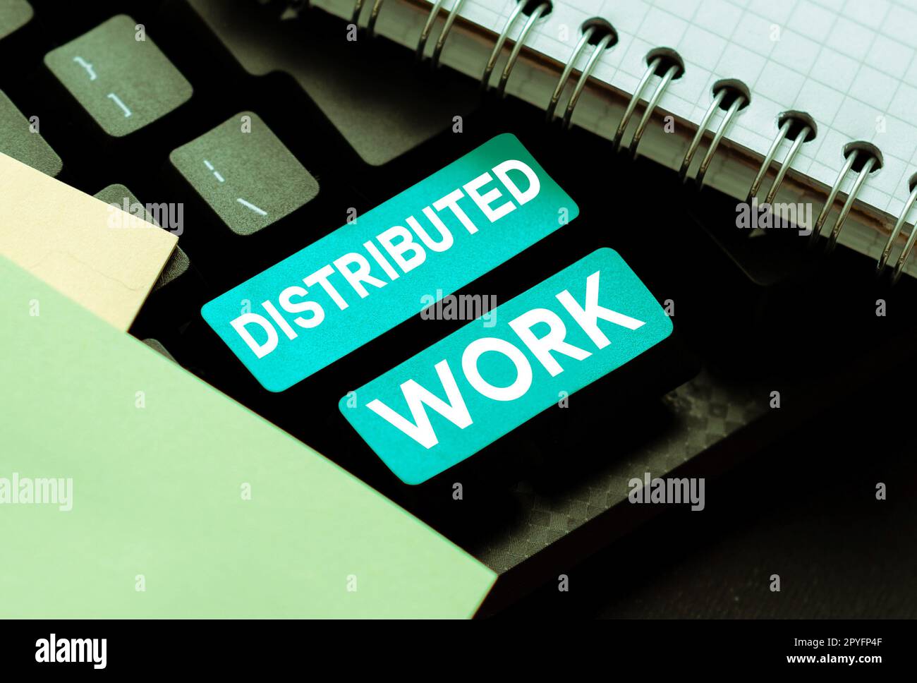 Text showing inspiration Distributed Work. Business concept practiced by enterprises using ...