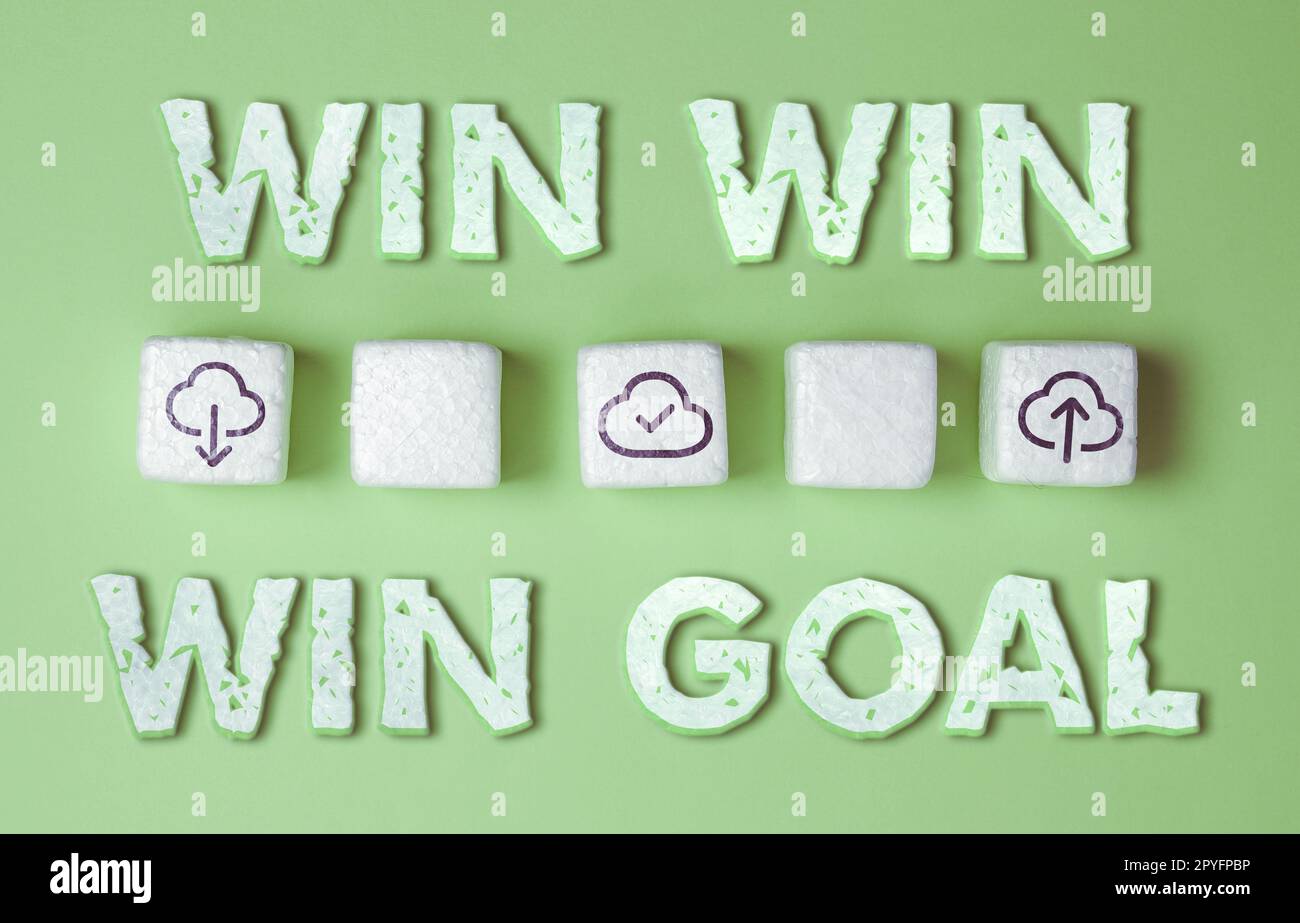 Text caption presenting Win Win Win Goal. Business approach Approach ...