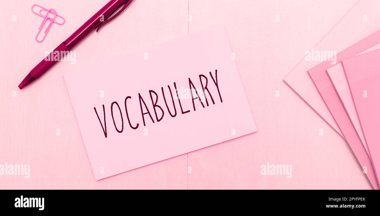 Text sign showing Vocabulary. Concept meaning collection of words and ...
