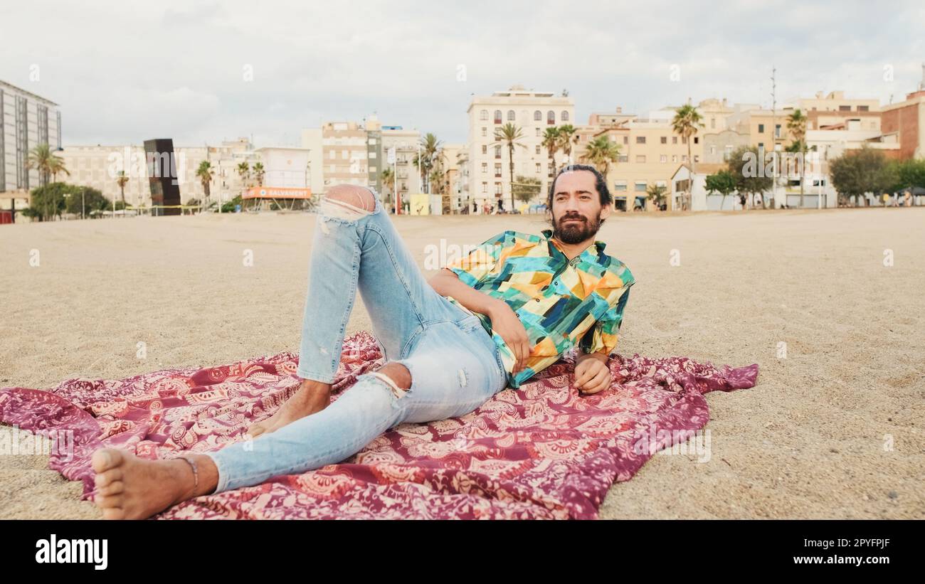 Man lies resting hi-res stock photography and images - Alamy