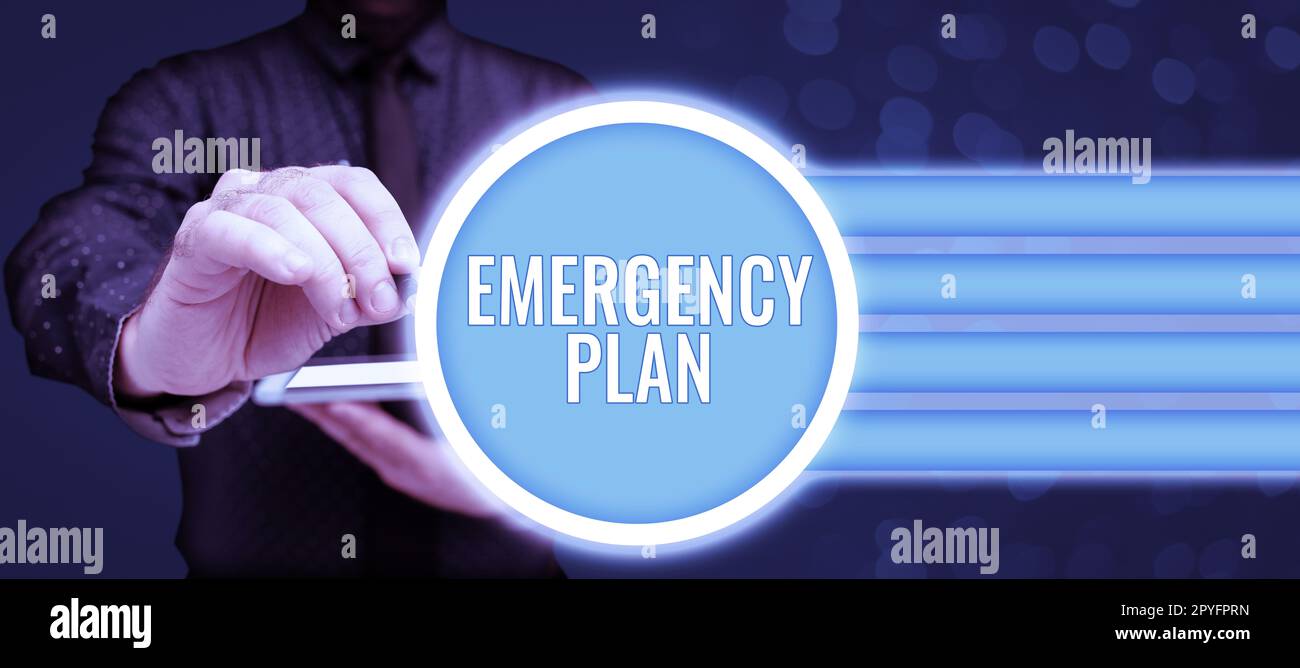 Sign displaying Emergency Plan. Internet Concept Procedures for ...