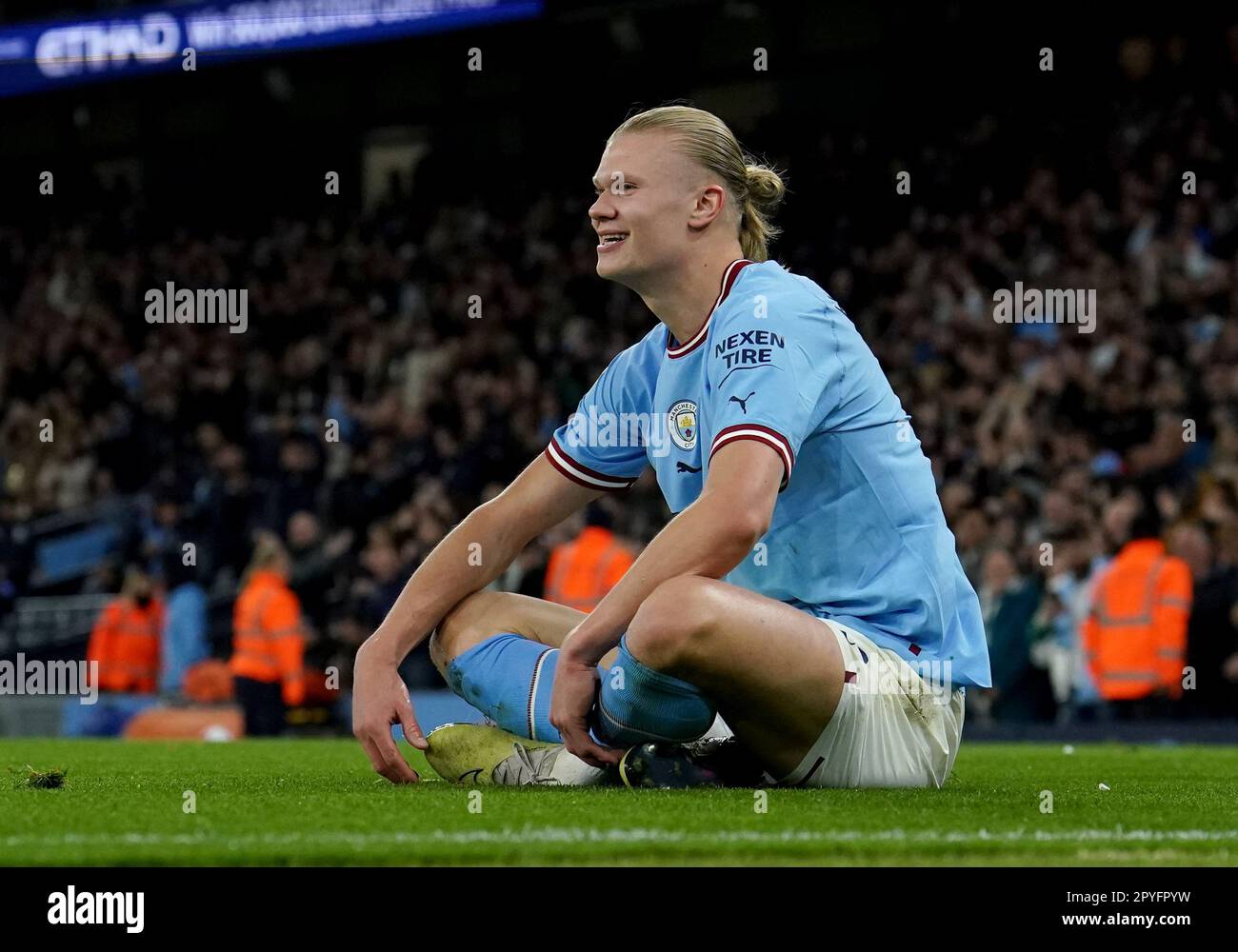 Manchester City's Erling Haaland celebrates scoring their side's second ...