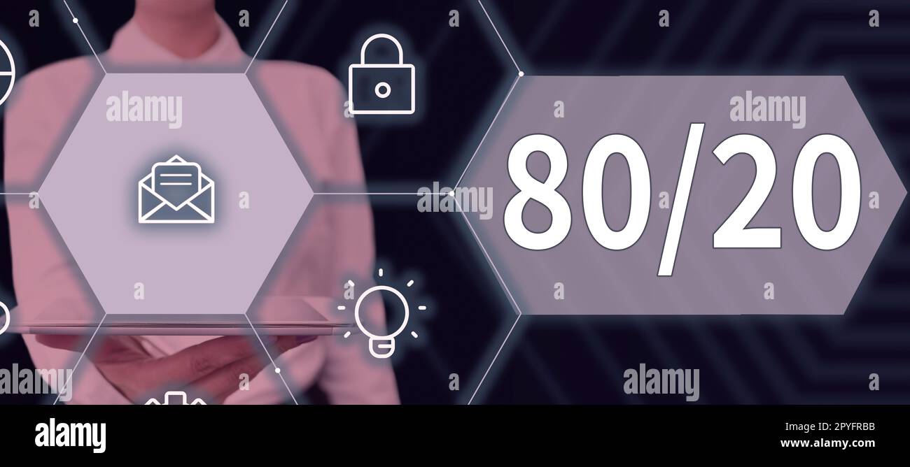 Conceptual display 80 20 percent. Concept meaning Pareto principle of ...