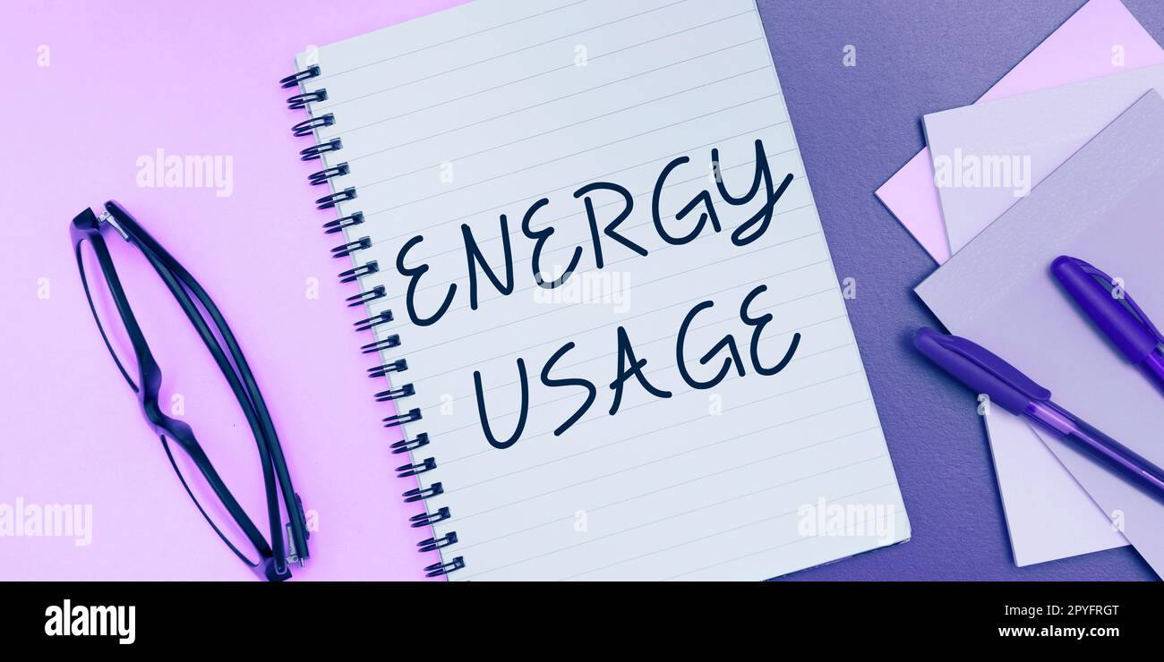 Sign displaying Energy Usage. Conceptual photo Amount of energy ...