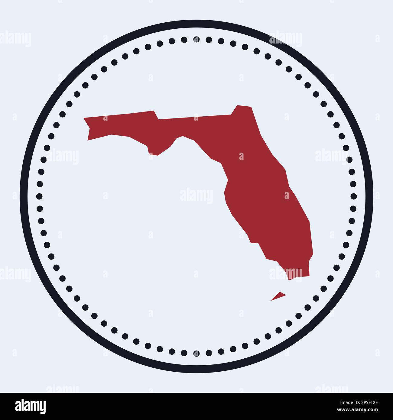 Florida round stamp. Round logo with US state map and title. Stylish minimal Florida badge with ...