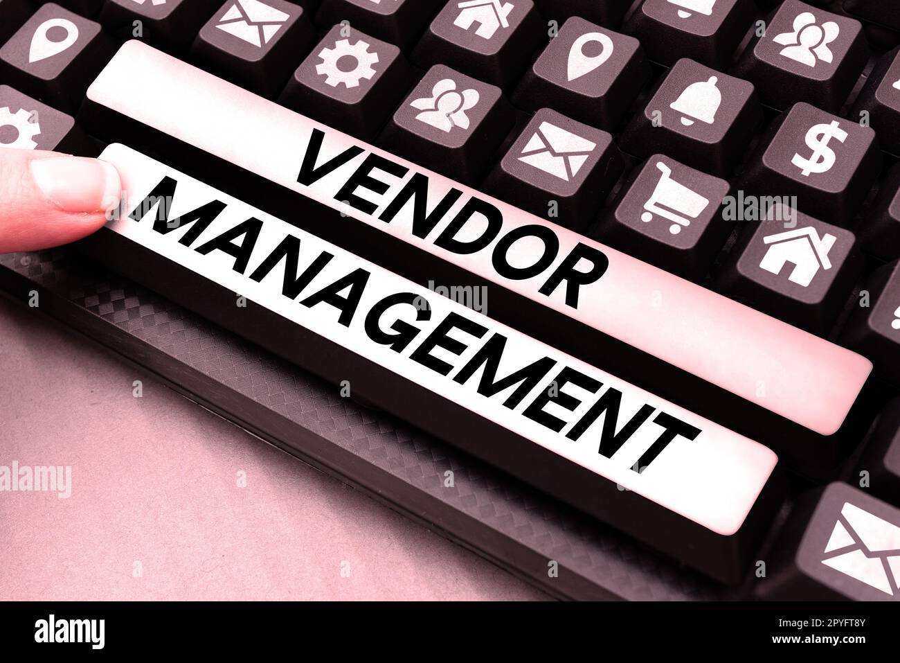 Text sign showing Vendor Management. Business idea activities included ...