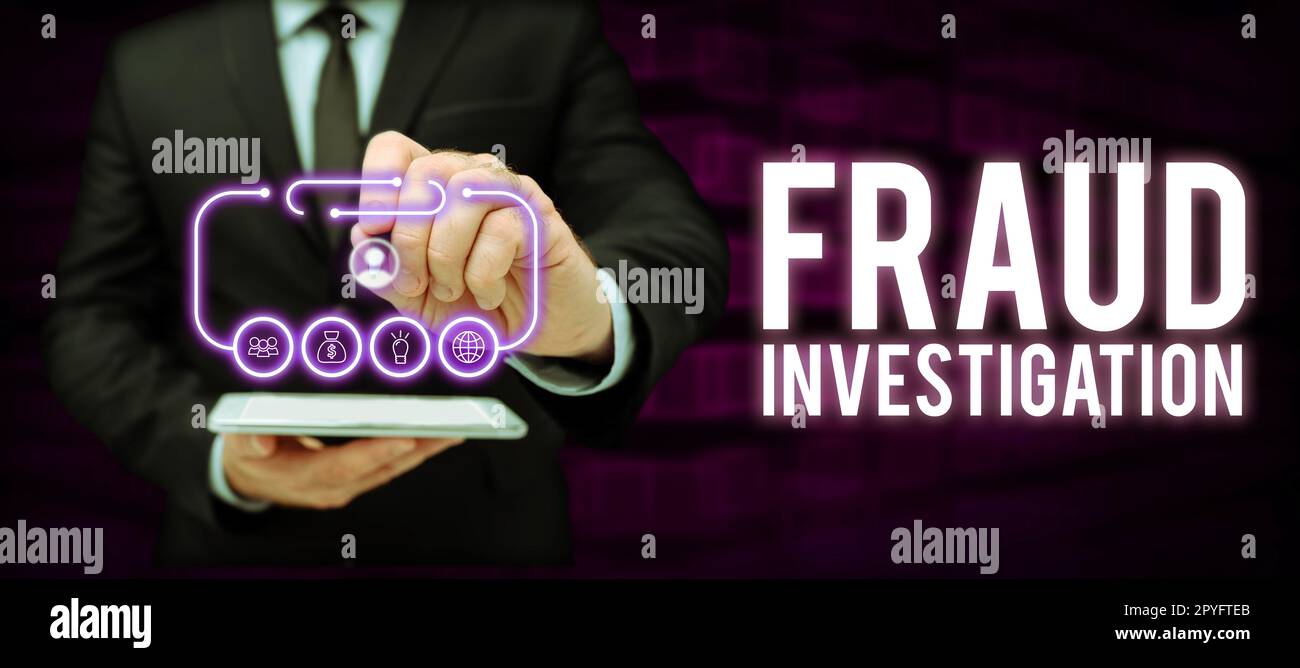 Text caption presenting Fraud Investigation. Internet Concept process ...