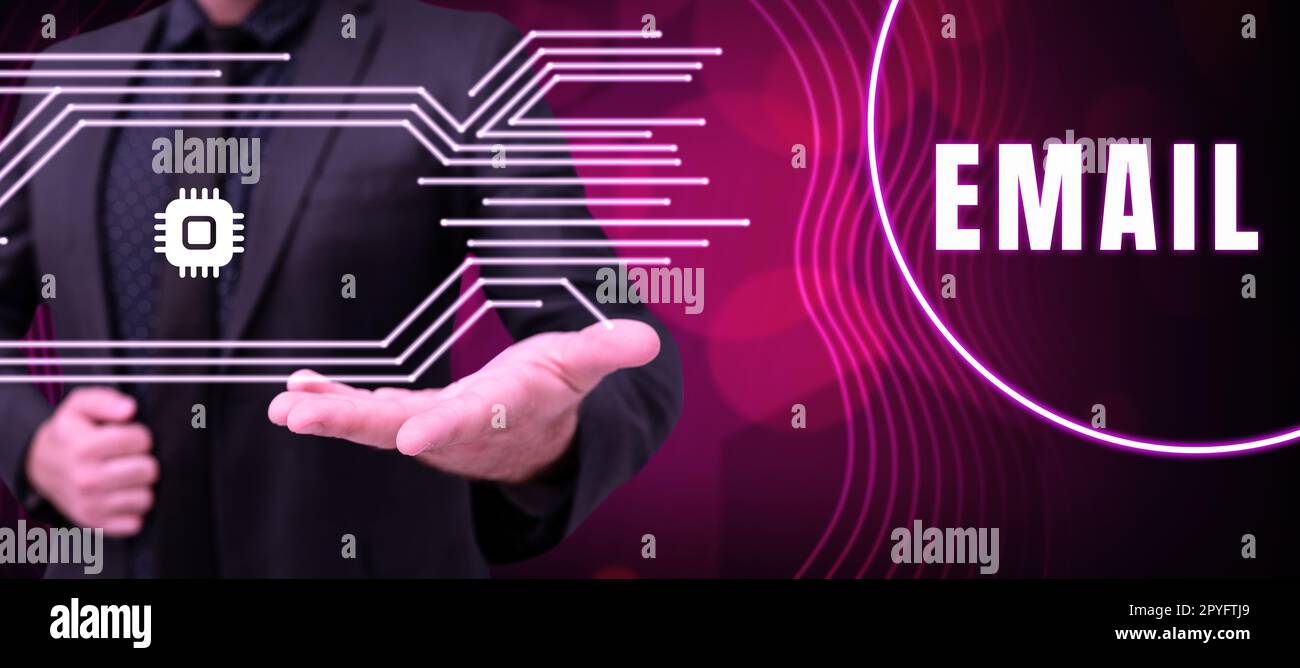 Conceptual caption Email. Concept meaning Sending a commercial message to a group of people ...