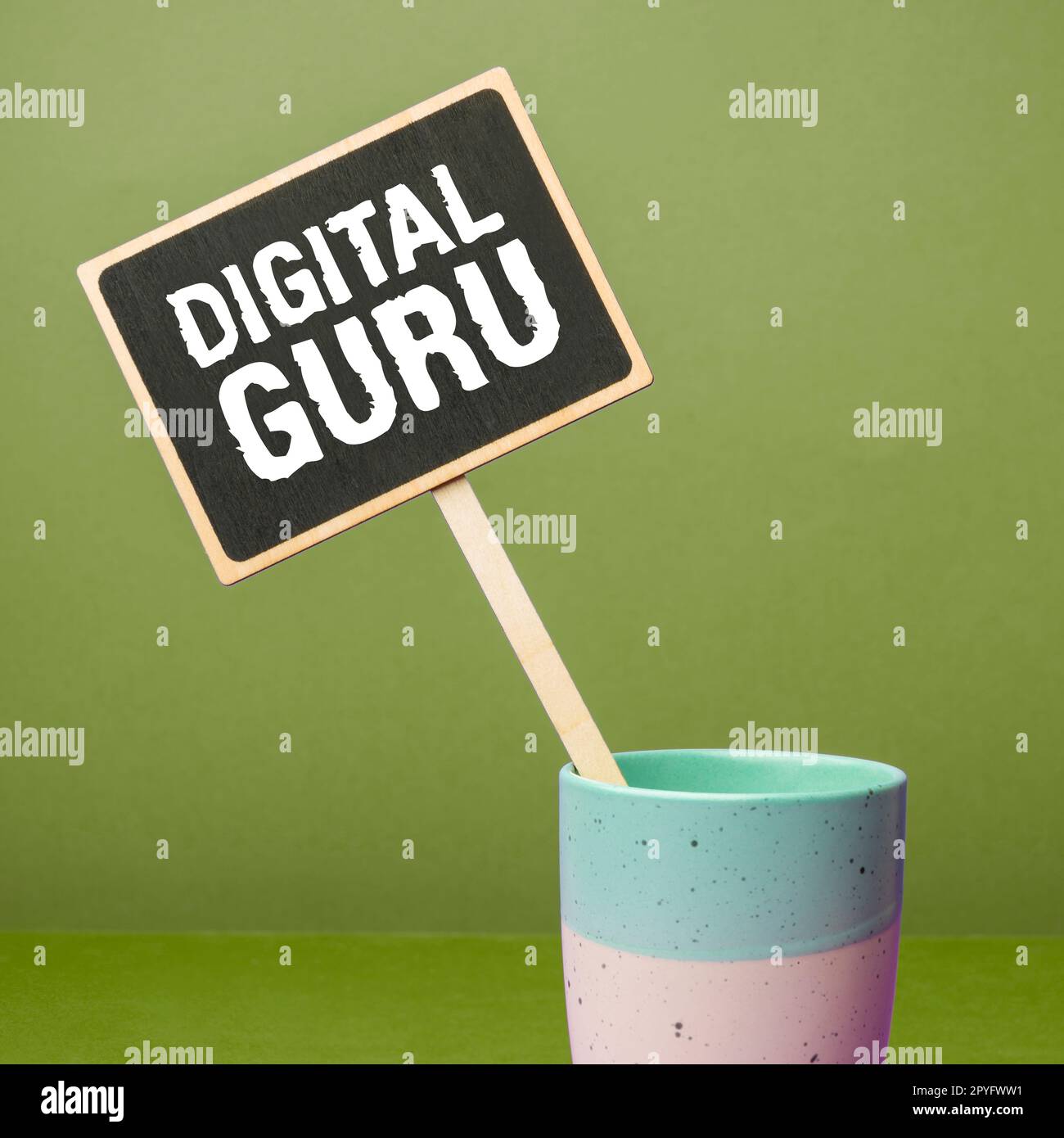 Text caption presenting Digital Guru. Word Written on teacher and ...
