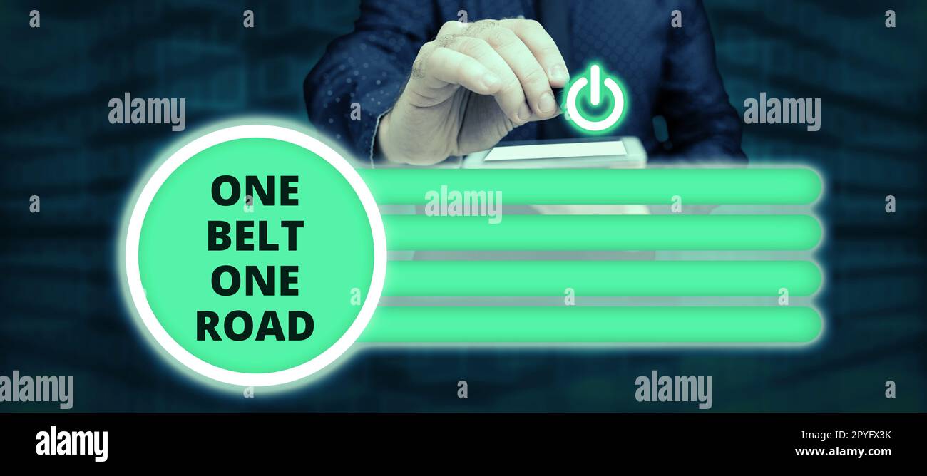 Conceptual display One Belt One Road. Word Written on Building trade ...