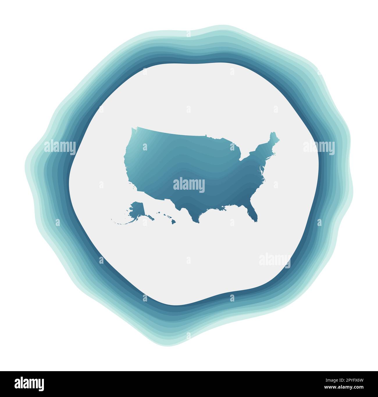 USA logo. Badge of the country. Layered circular sign around USA border ...