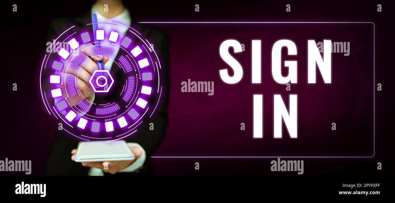 Writing displaying text Sign In. Business overview to write your name ...