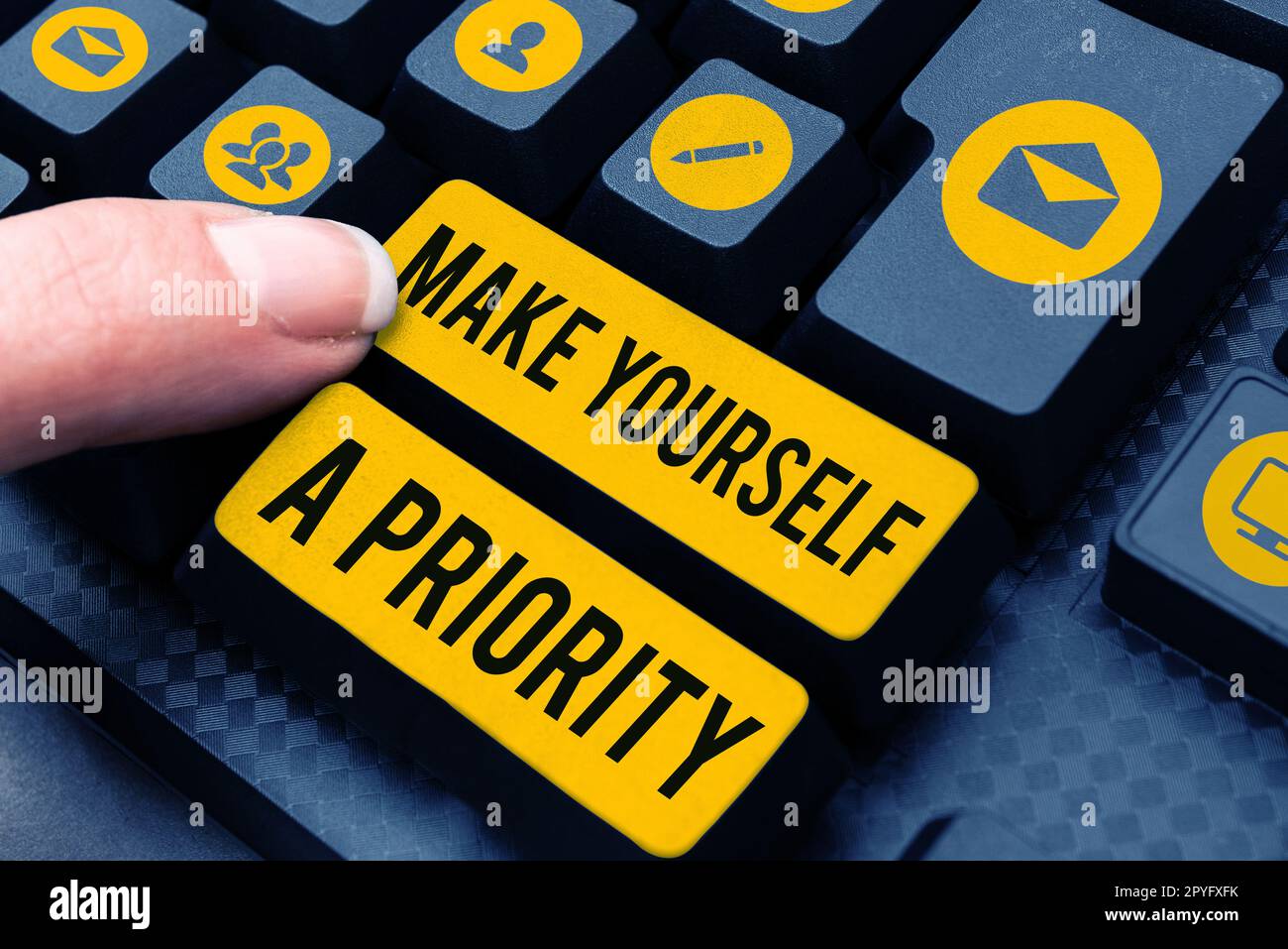 Hand writing sign Make Yourself A Priority. Business showcase Think in ...