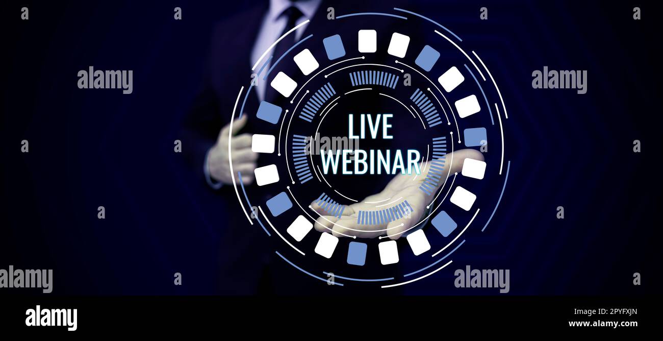 Text caption presenting Live Webinar. Business approach Interactive ...