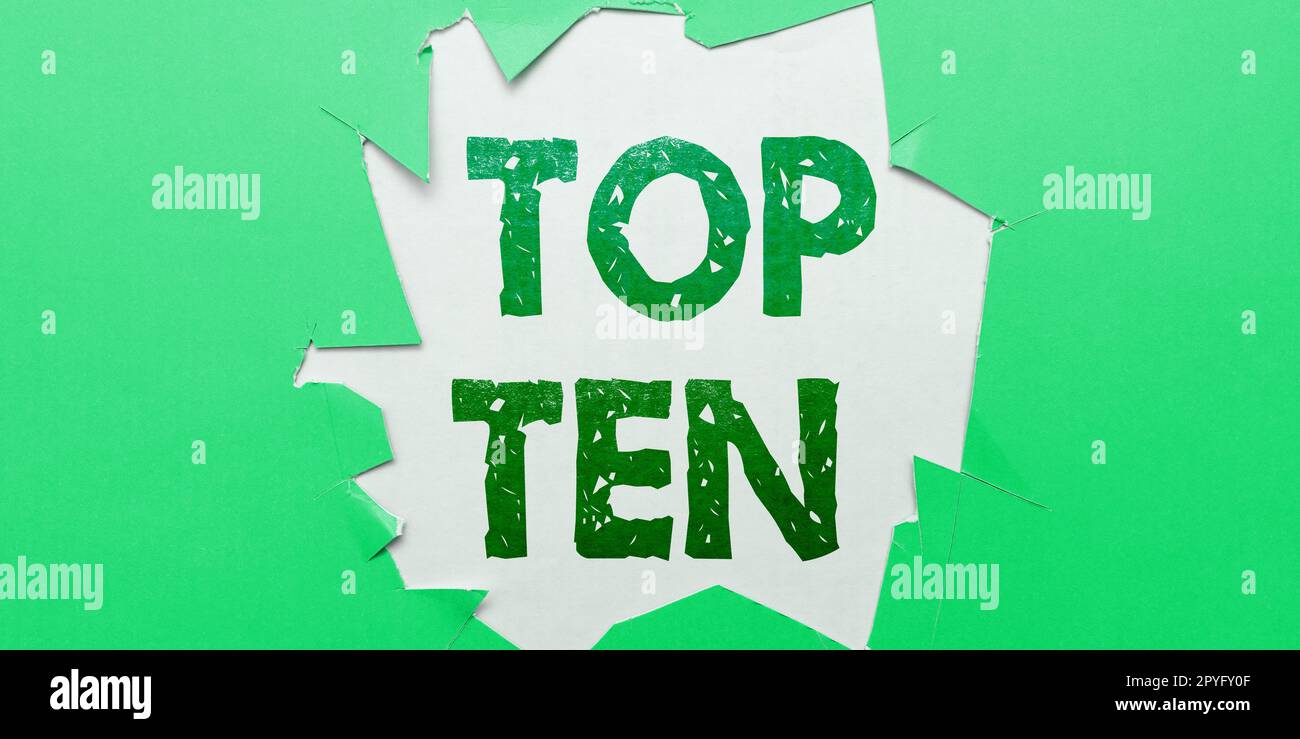 Conceptual display Top Ten. Business concept the ten most popular songs ...