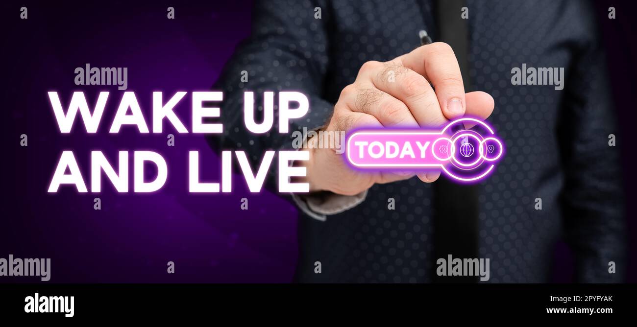 Inspiration showing sign Wake Up And Live. Business overview Motivation ...