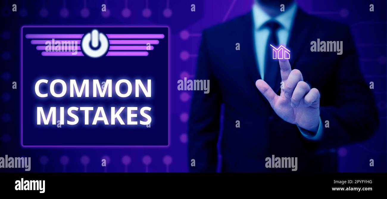 Hand writing sign Common Mistakes. Business idea actions that are often ...