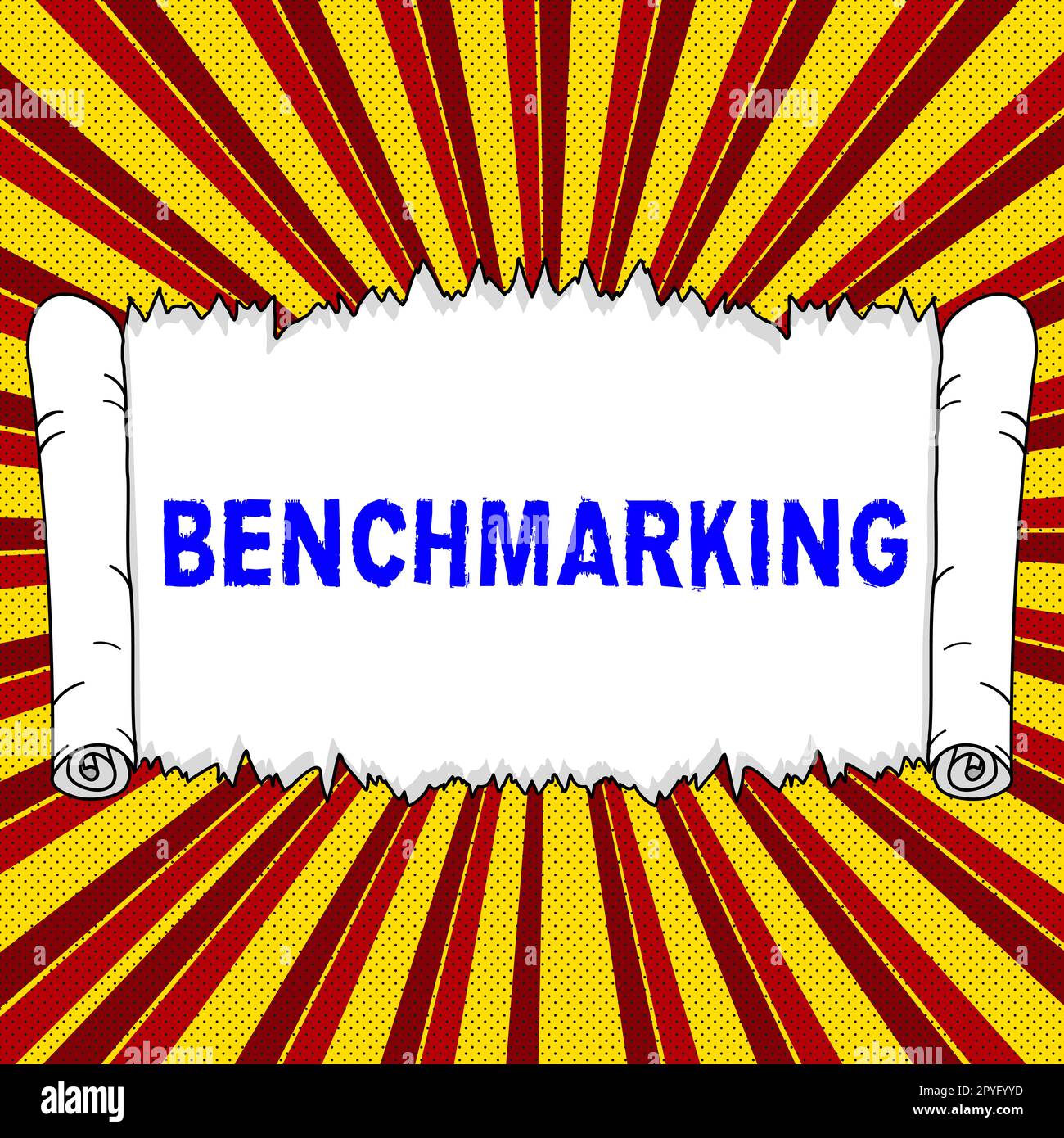 Hand writing sign Benchmarking. Business idea Evaluate something by ...
